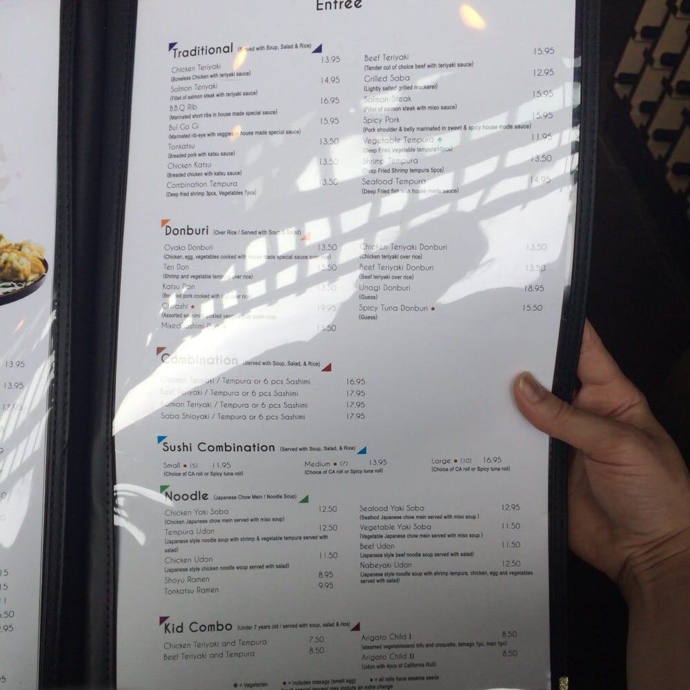 Menu at Arigato Sushi restaurant, Salinas