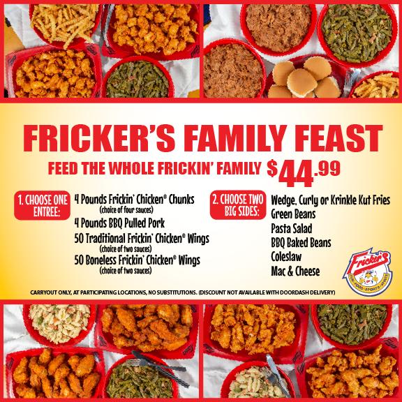 Menu at Fricker's restaurant, Middletown