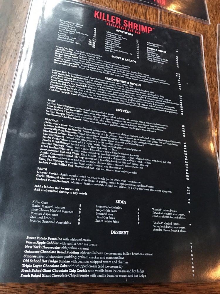 Menu at Killer Shrimp pub & bar, Marina del Rey, Admiralty Way