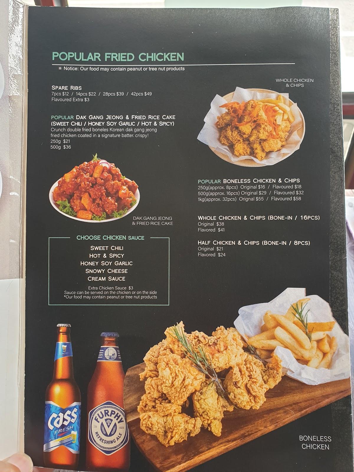Menu at Sarang restaurant, South Yarra