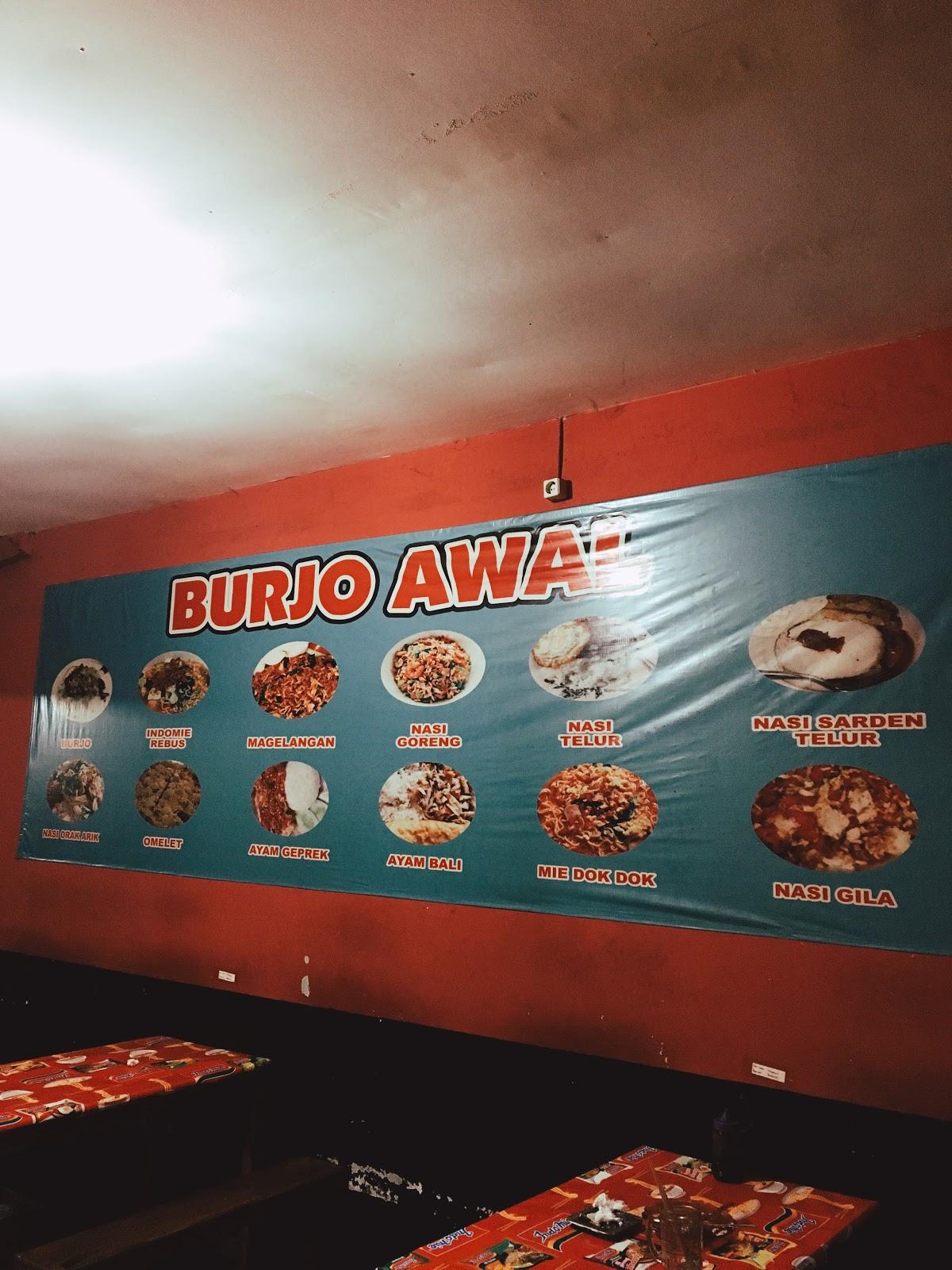 Menu at Burjo Awal cafe, Semarang