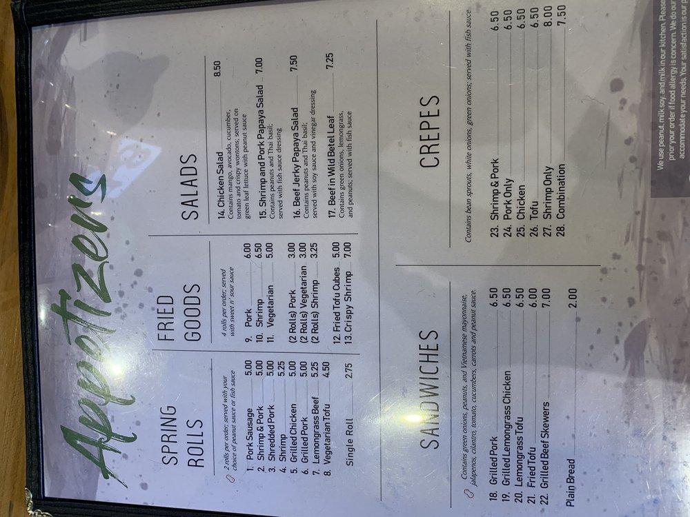 Menu At Basil Leaf Vietnamese Restaurant Albuquerque