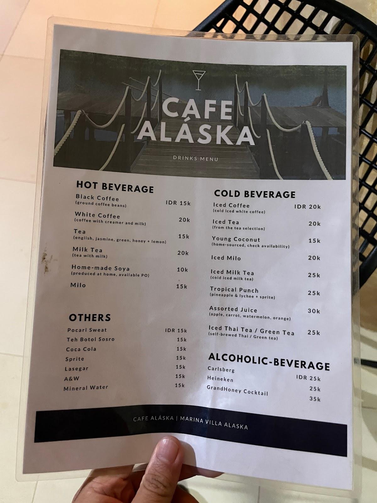 Menu at Cafe Aláska, Batam