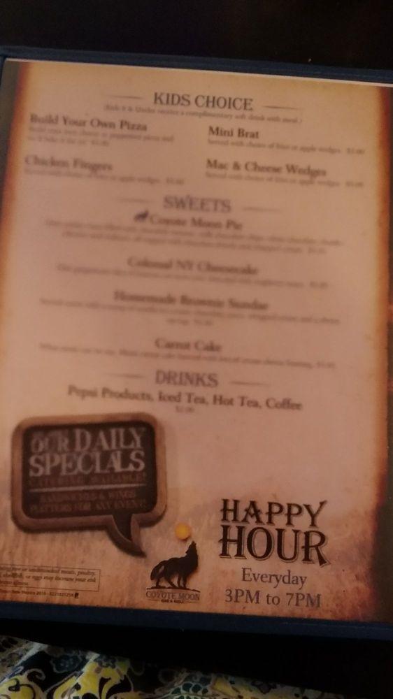 Menu at Coyote Moon Lounge pub & bar, Pagosa Springs