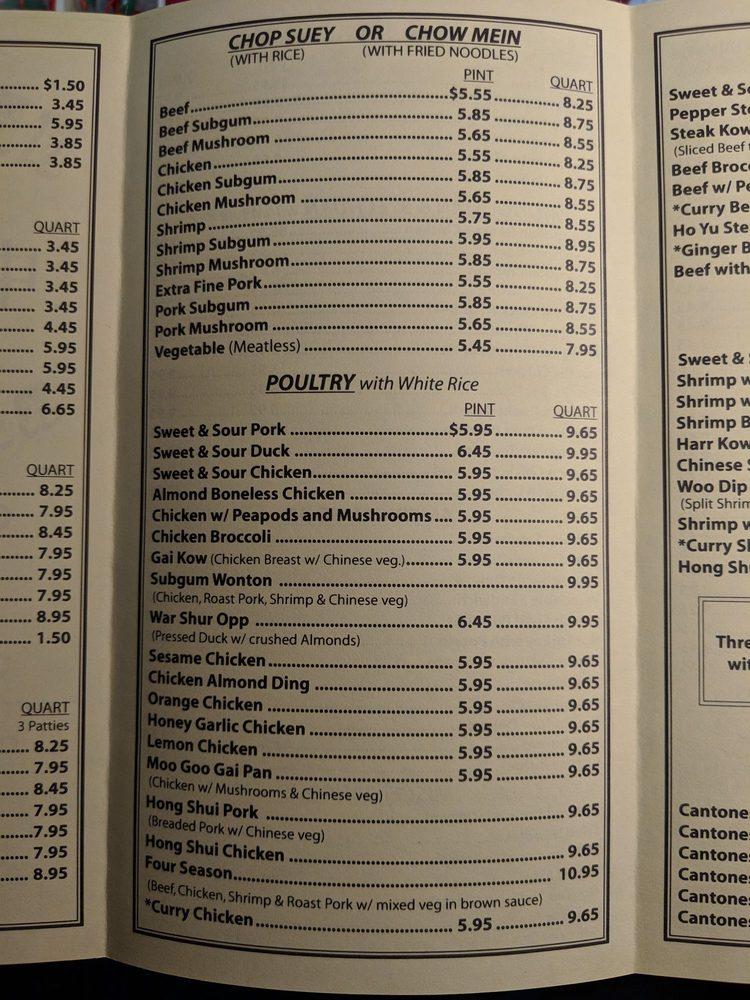 Menu at New China kitchen restaurant, Mount Morris