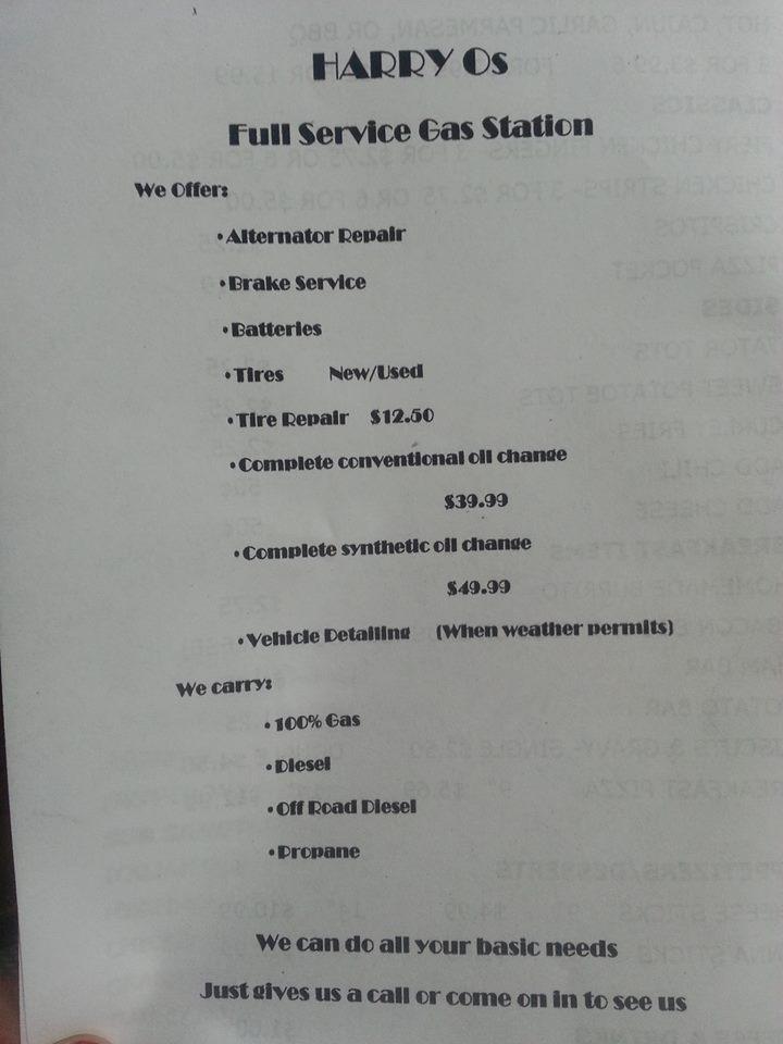 Menu at HARRY Os pizzeria, Davenport