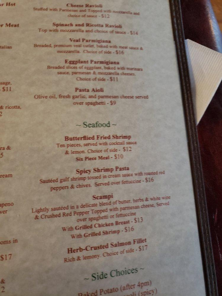 Menu at Marie's Italian Grill restaurant, Deming