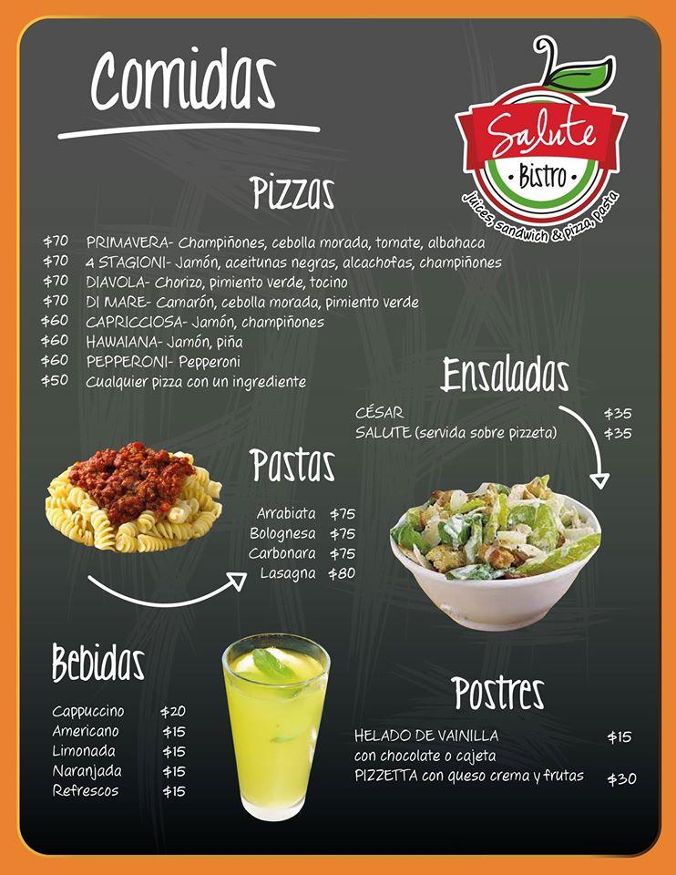 Menu at Salute Bistro restaurant, Ramos Arizpe