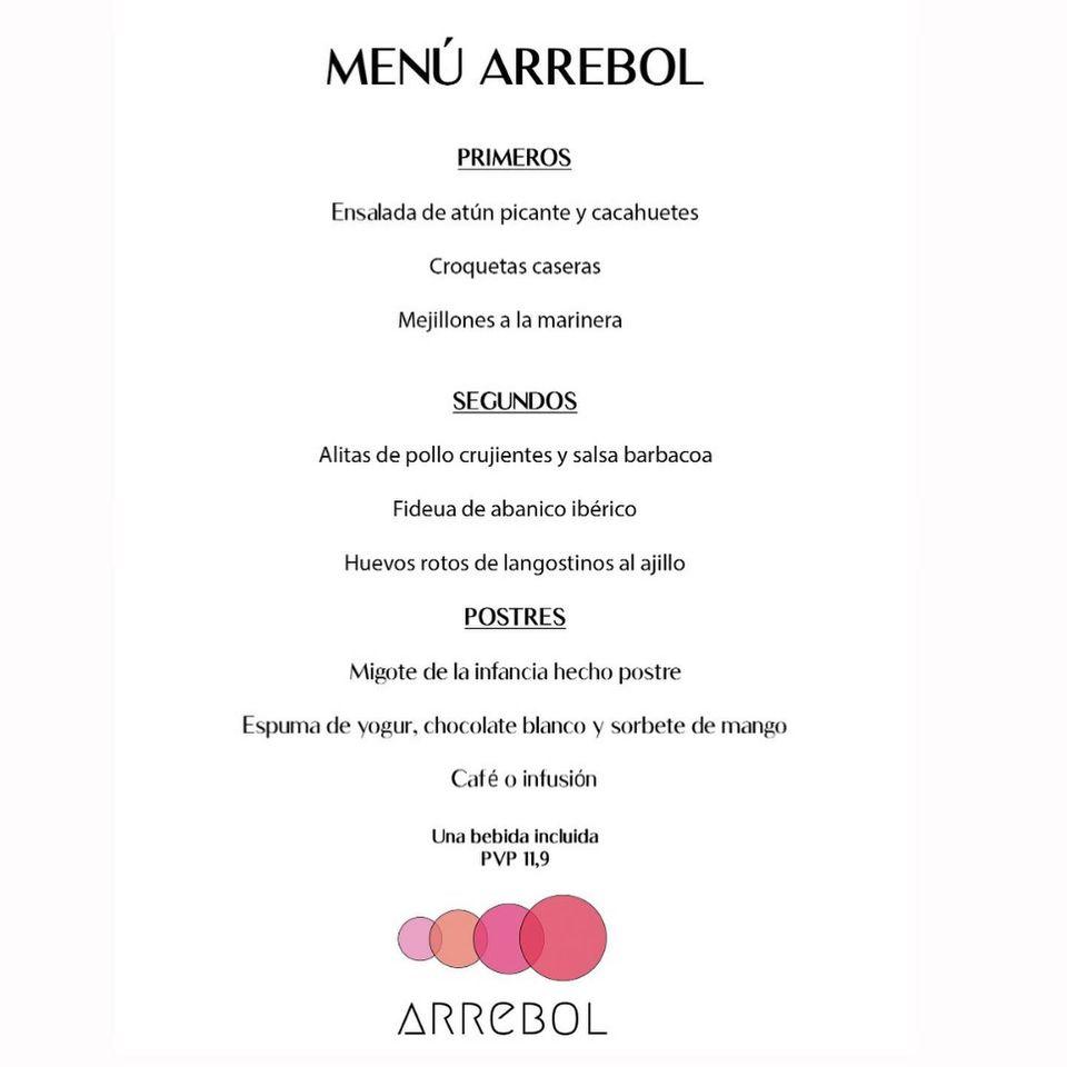 Menu at Restaurante Arrebol, Cádiz, Esquina