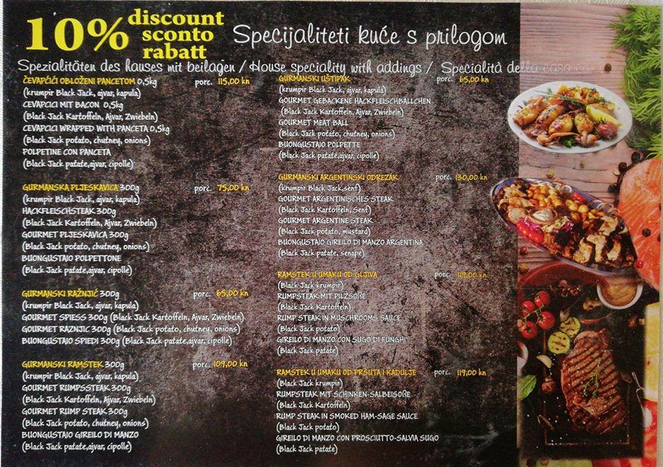 Menu at BLACK JACK restaurant, Palit