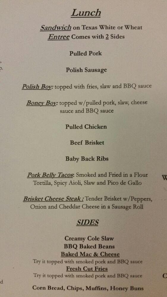 Menu at Boney Fingers BBQ, Cleveland