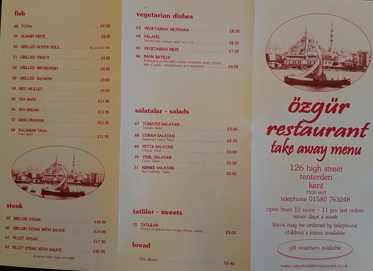 Menu At zg r Turkish Restaurant Tenterden