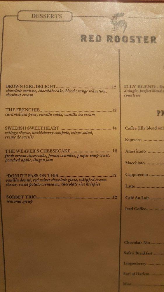 Menu at Red Rooster Harlem pub & bar, New York City, 310 Lenox Ave