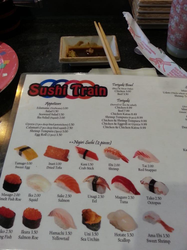 Menu at Sushi Train restaurant, Lacey