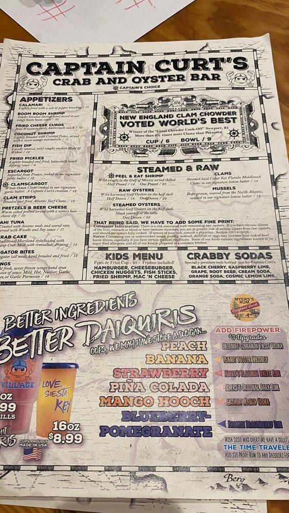 Menu at Captain Curt's Crab & Oyster Bar - Siesta Key, Sarasota, Old ...
