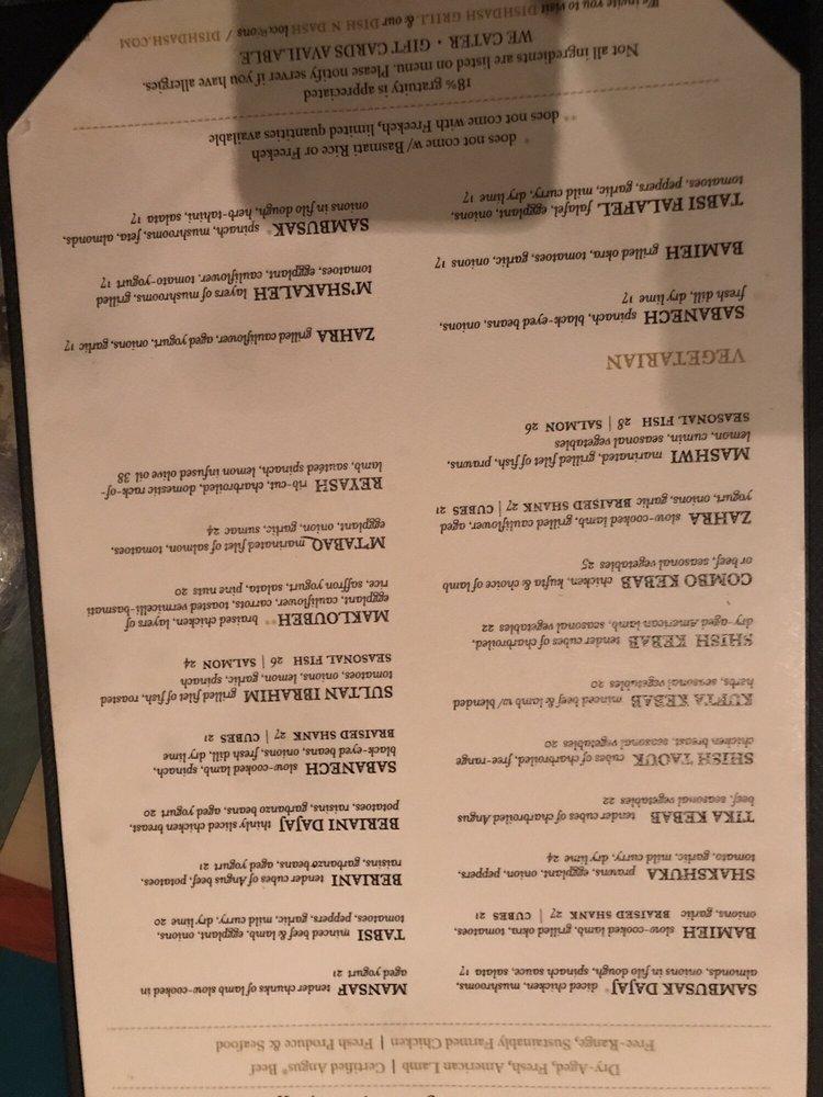 Menu at Dishdash Middle Eastern Cuisine restaurant, Sunnyvale, 190 S ...