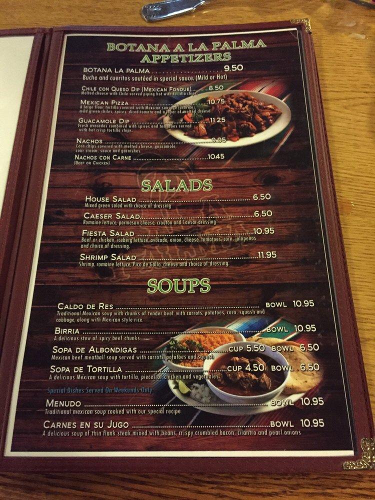 Menu at La Palma Mexican Grill & Cantina restaurant, Palmdale