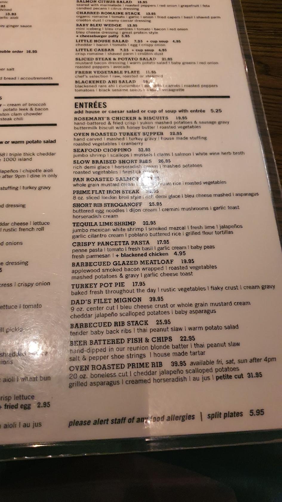 Menu at Reunion Kitchen + Drink Anaheim Hills restaurant, Anaheim