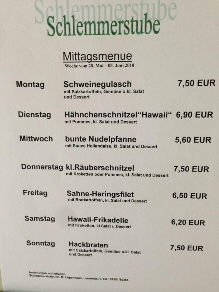 Speisekarte von Schlemmerstube Steinfurt restaurant, Steinfurt
