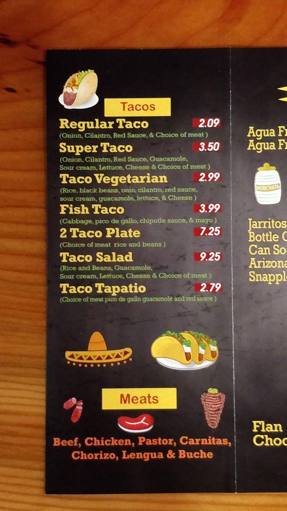 Carta del restaurante Taquería La Perla, Pacifica
