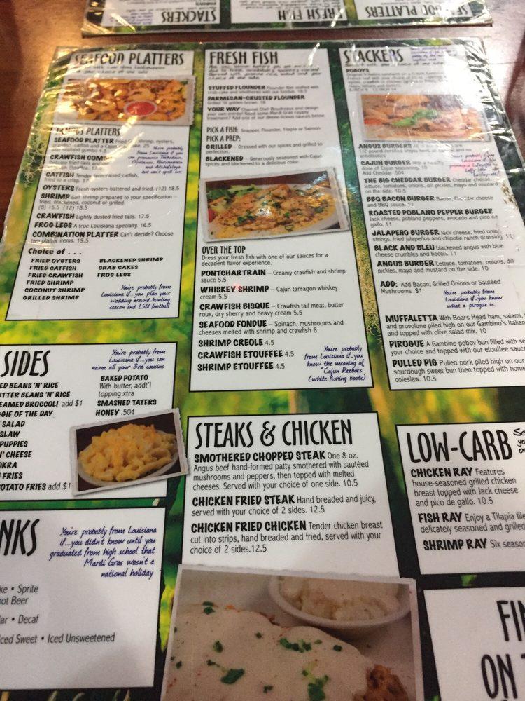Menu at The Louisiana Longhorn Cafe, Round Rock