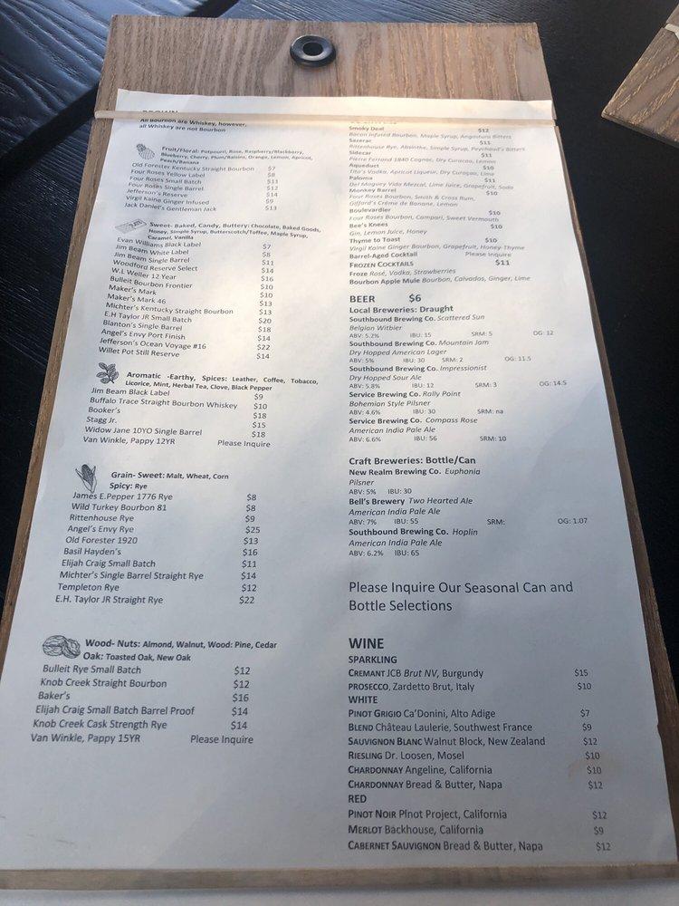 Menu at Toasted Barrel Savannah, Savannah