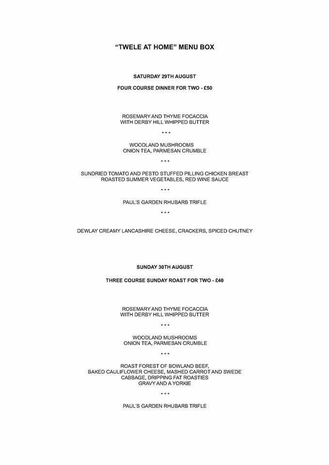 Menu at Twelve Restaurant and Lounge Bar, Blackpool