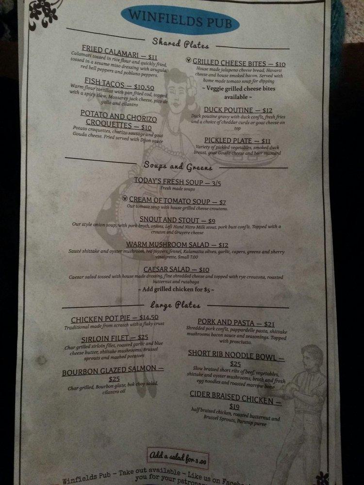 Menu at Winfield's Pub LLC, Buffalo