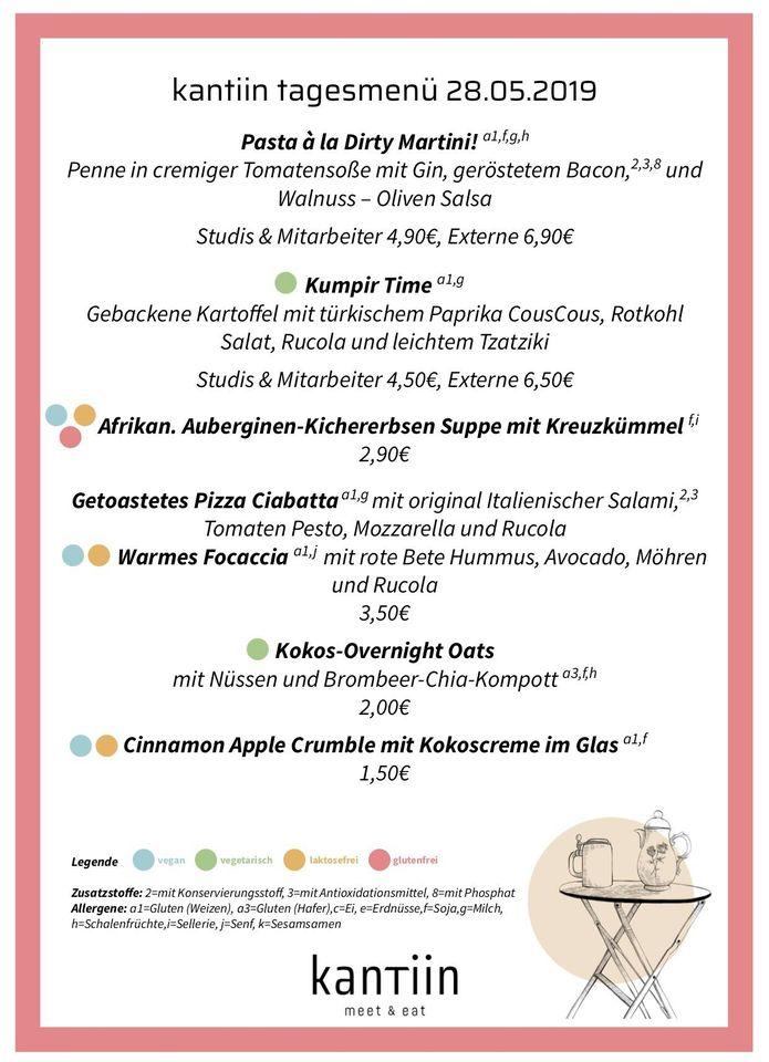Menu at kantiin cafeteria, Wiesbaden