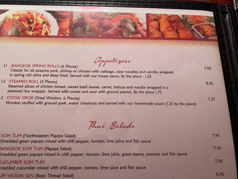 Carta del restaurante Bangkok Garden, Virginia Beach, Lynnhaven Pkwy