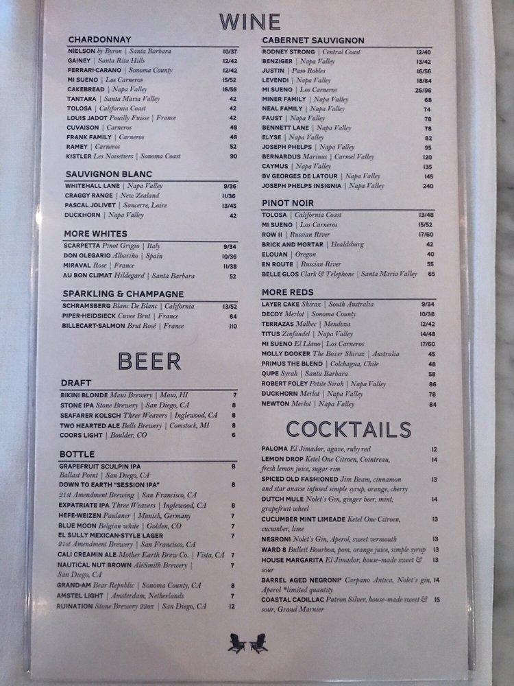 Menu at Coastal Kitchen pub & bar, Dana Point