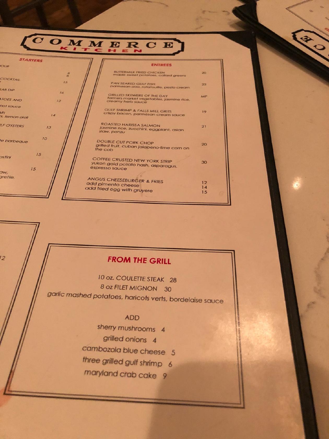 Menu at Commerce Kitchen pub & bar, Huntsville