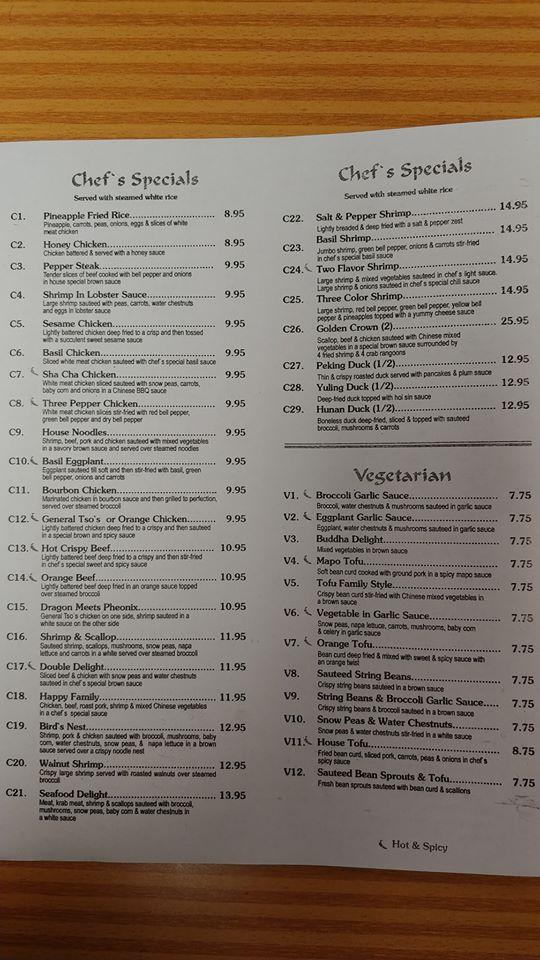 Menu at Hong Kong City restaurant, Clearwater