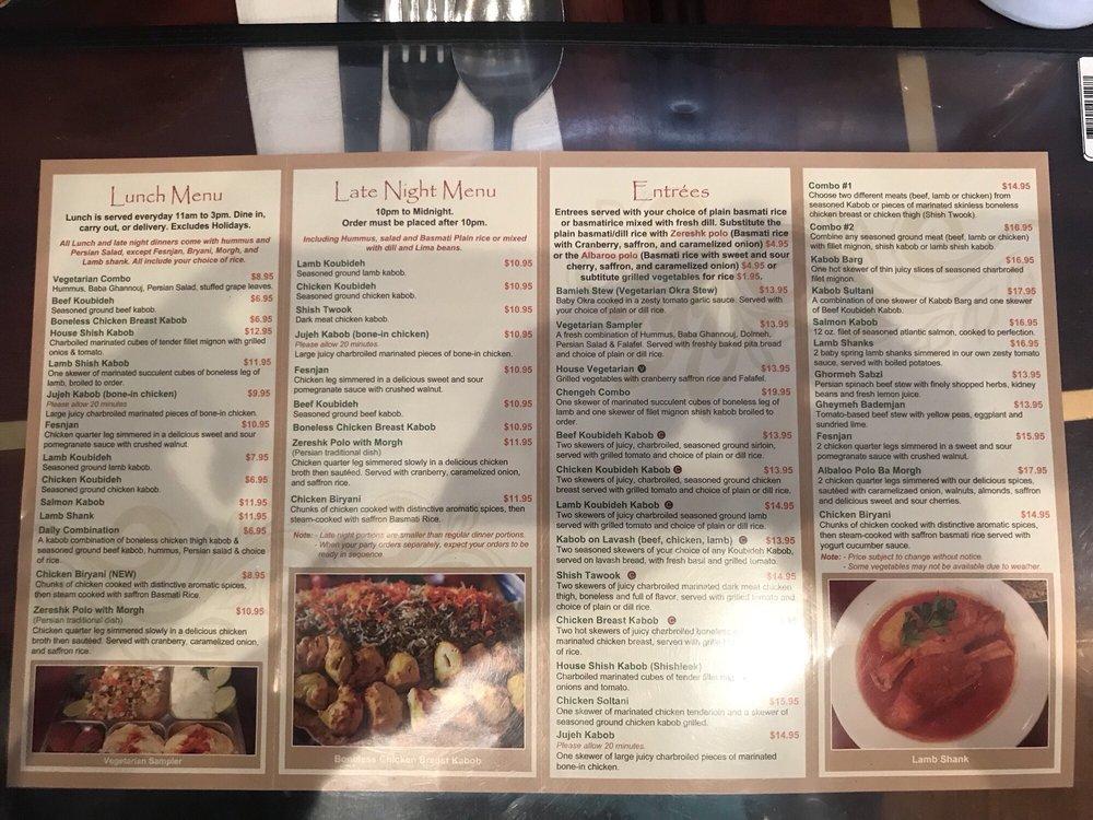 Menu at Kabobi - Persian and Mediterranean Grill restaurant, Chicago