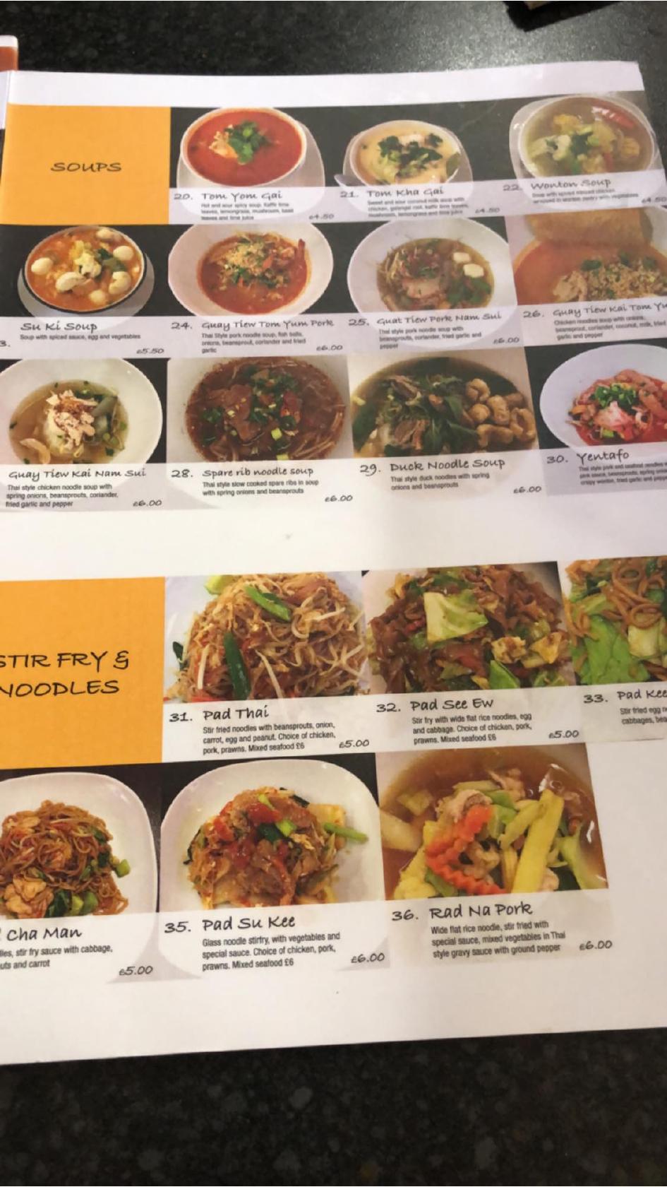 Menu at Rice and Noodle Cafe Thai Food, Huddersfield