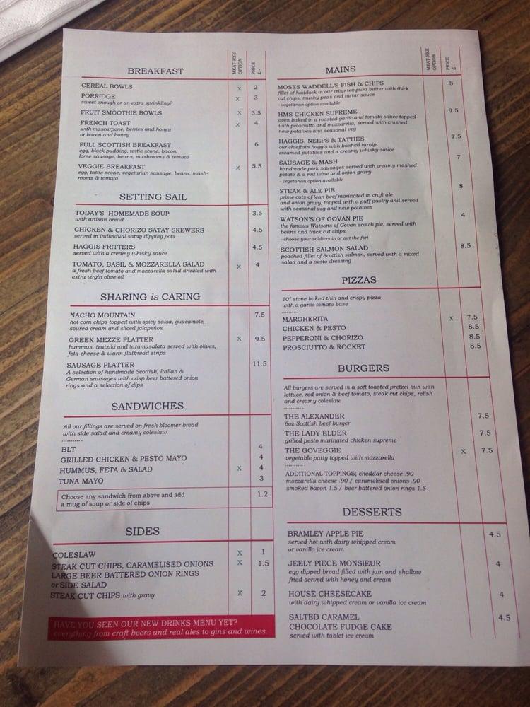Menu at The Amethyst pub & bar, Glasgow