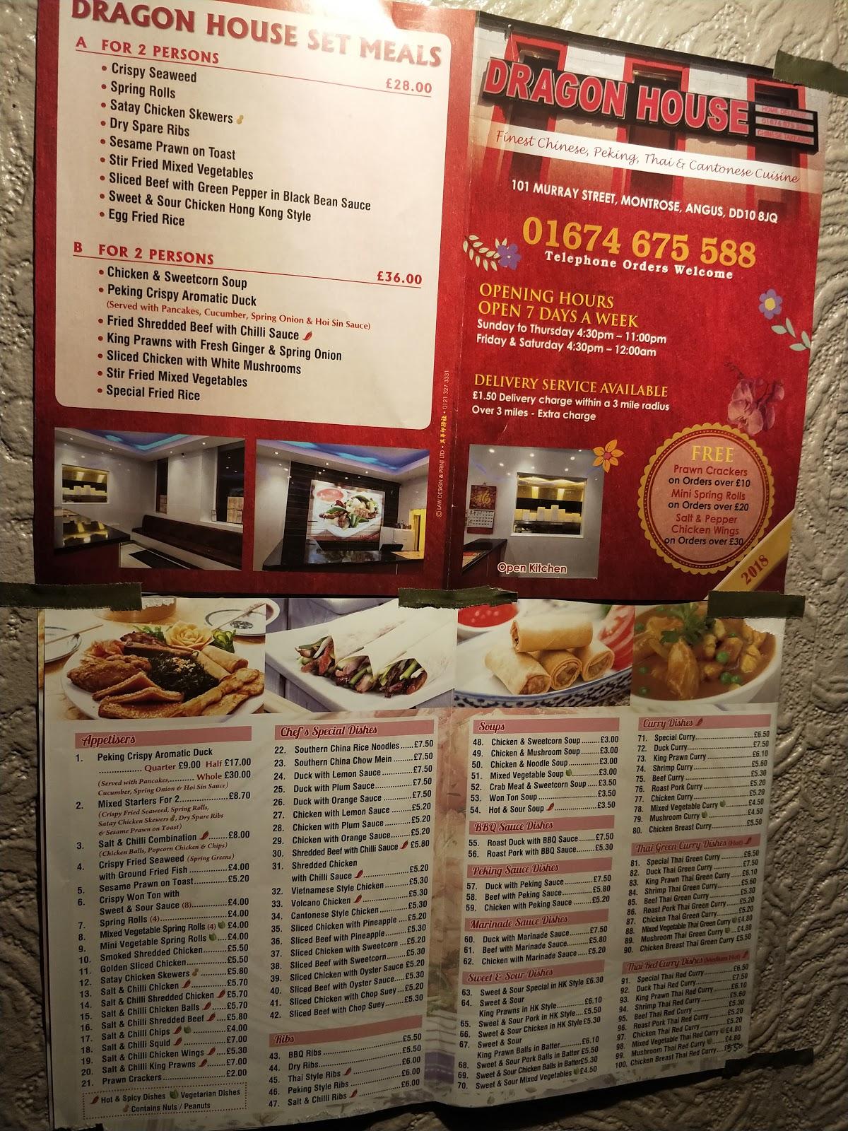 Menu at Dragon House restaurant, Montrose