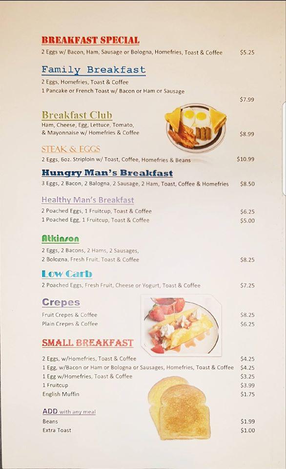 Menu at Family Corner Restaurant, Cornwall