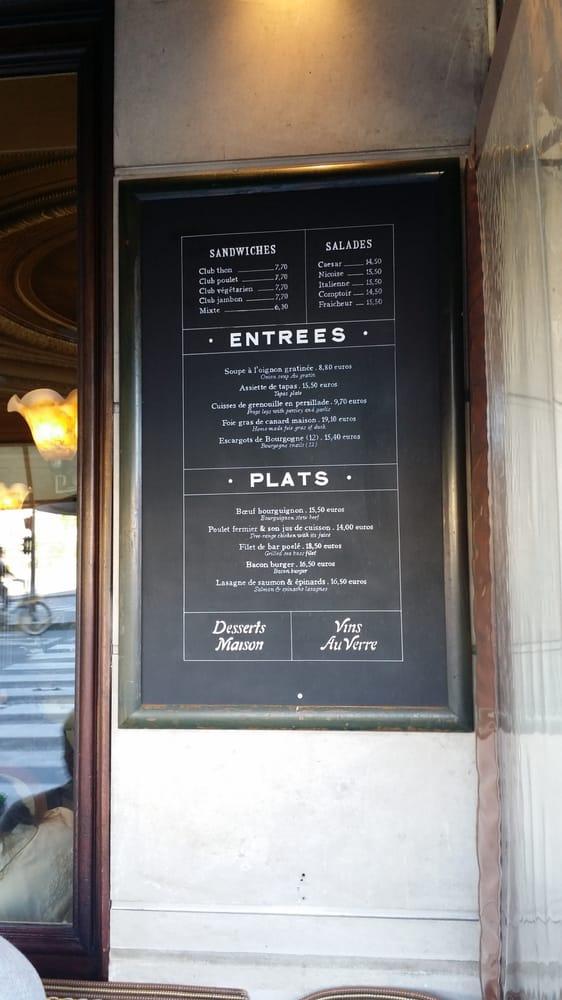 Menu au La Frégate restaurant, Paris, 1 Rue Du Bac