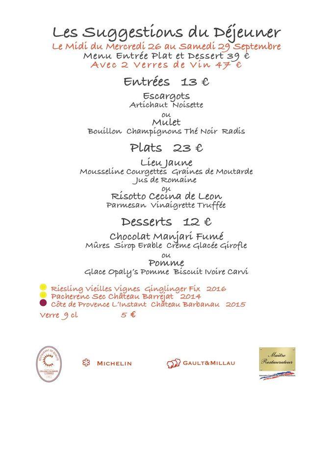Menu at La _ Maison dans le Parc restaurant, Nancy