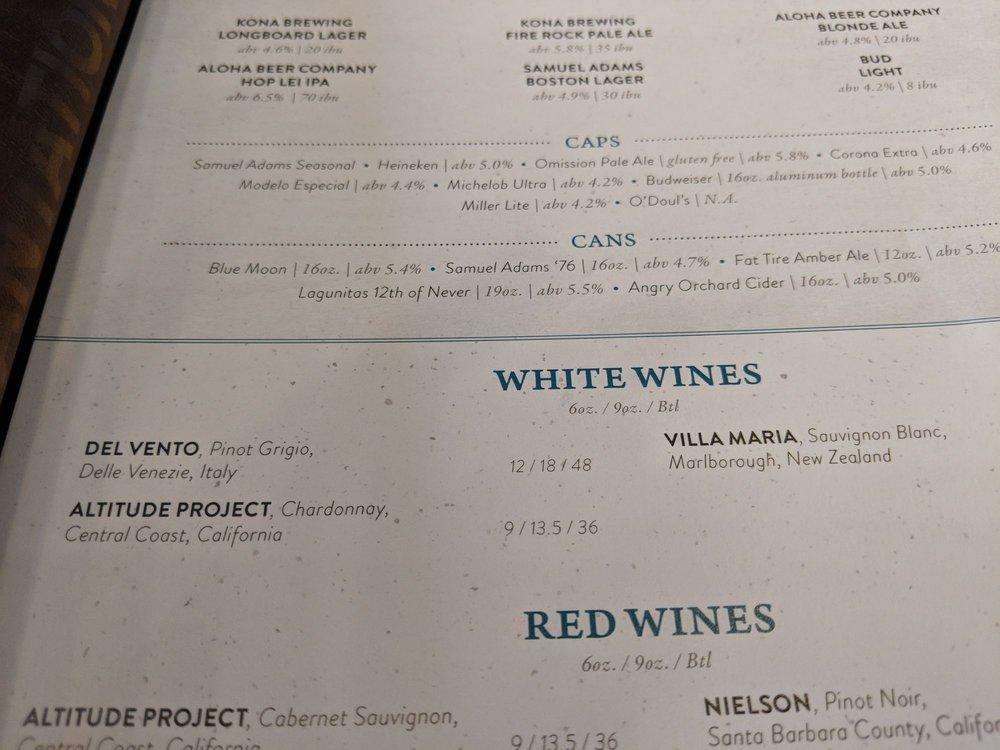 Menu at Makai Plantation restaurant, Honolulu, 300 Rodgers Blvd