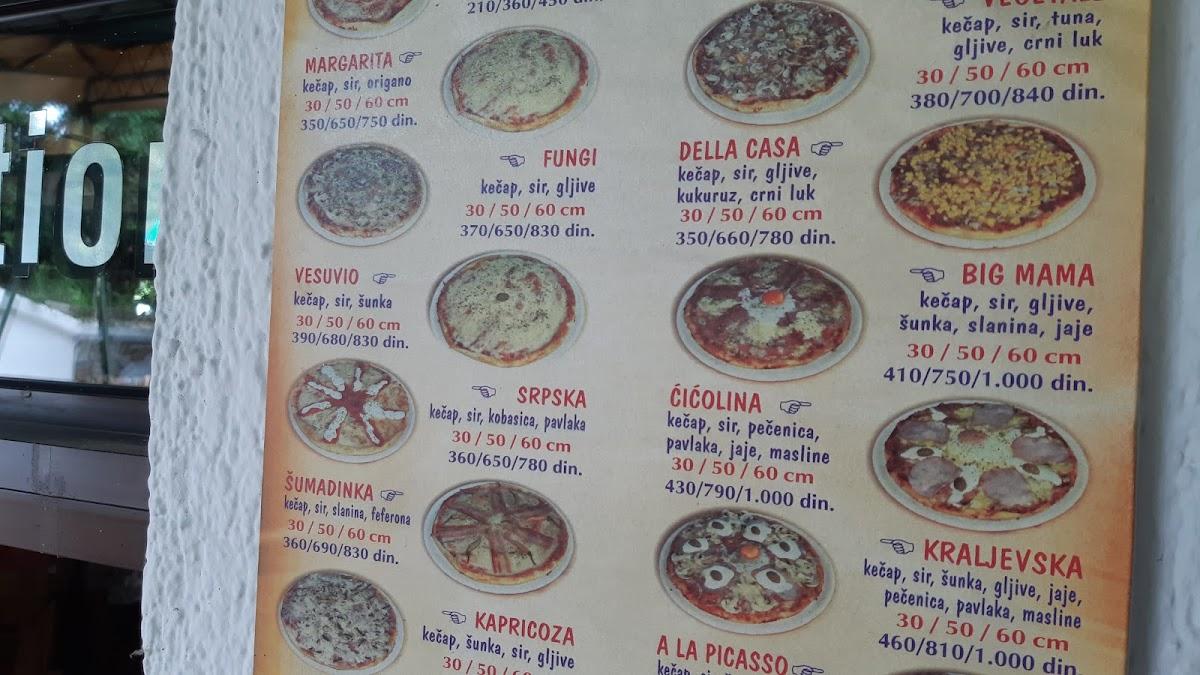 Menu at Picasso restaurant, Šid, Državni put IIA reda 120