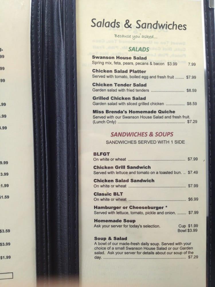 Menu at The Swanson restaurant, Perry