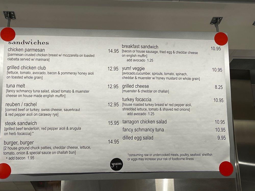Carta de yum! Kitchen and Bakery, Saint Paul