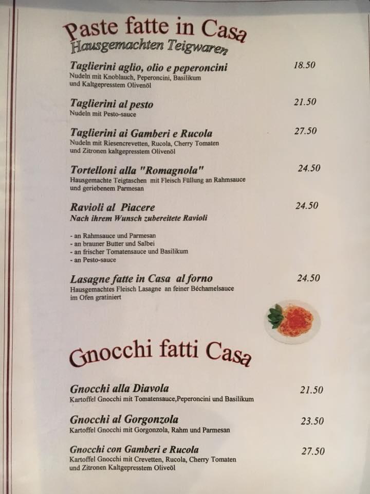Menu da Corallo, Zurigo