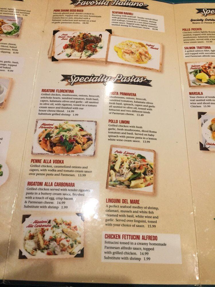Menu at Florentina's Ristorante Italiano restaurant, Branson