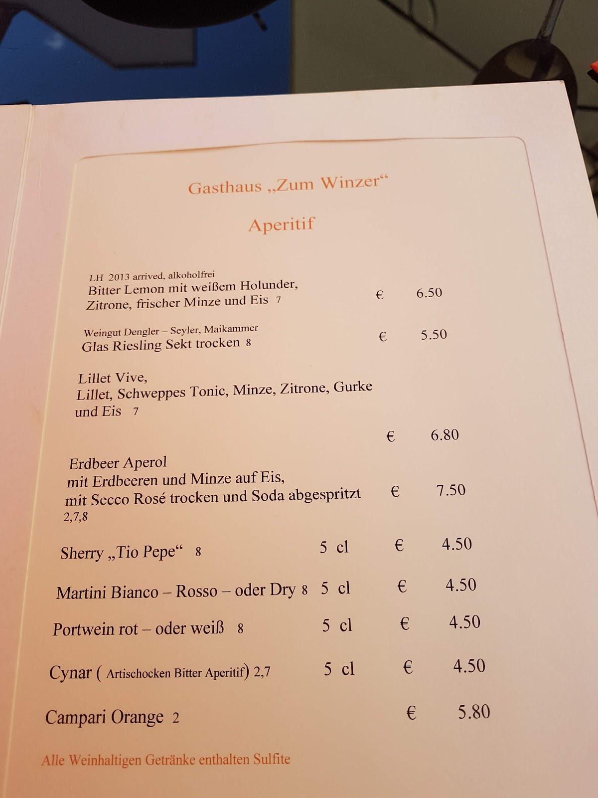 Menu at Gasthaus zum Winzer restaurant, Maikammer