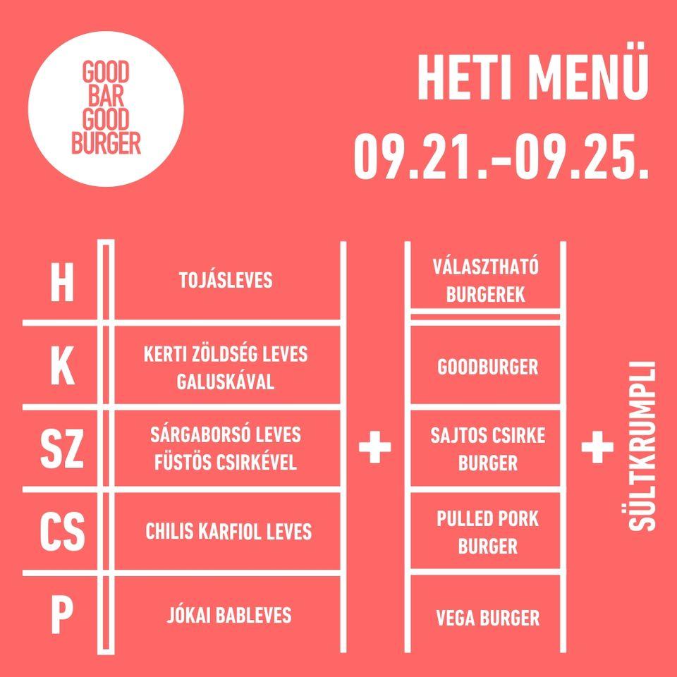 Menu at GoodBar GoodBurger, Budapest