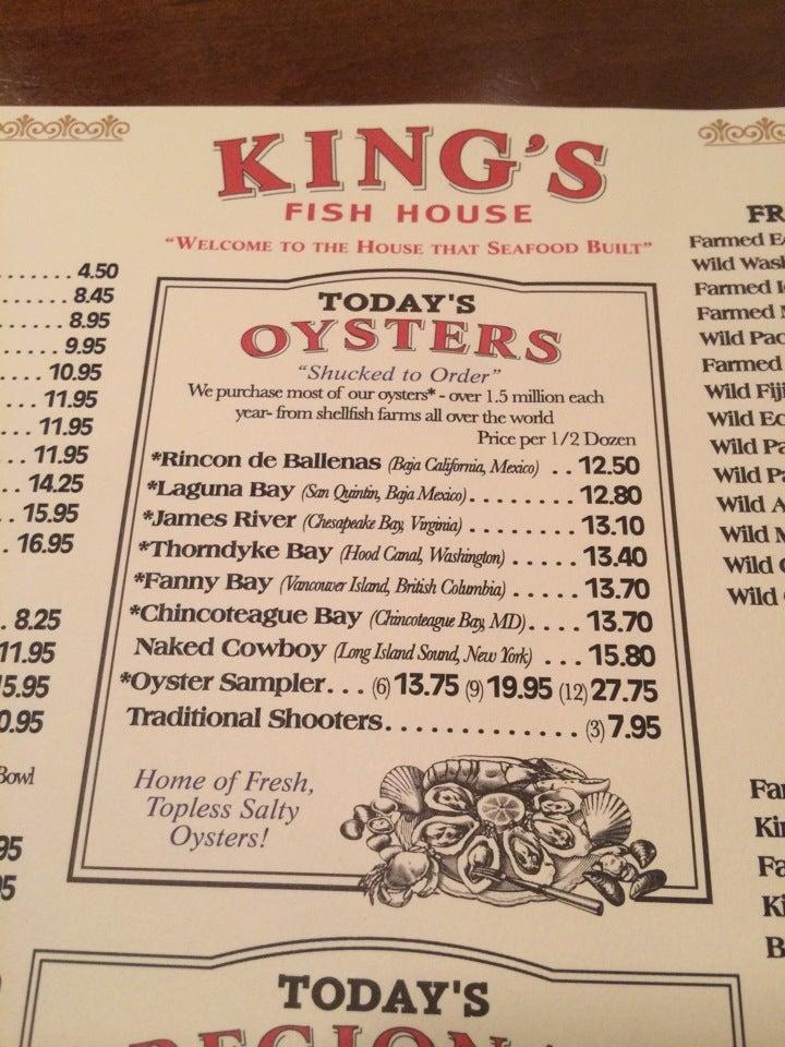 Menu at King's Fish House restaurant, Tempe