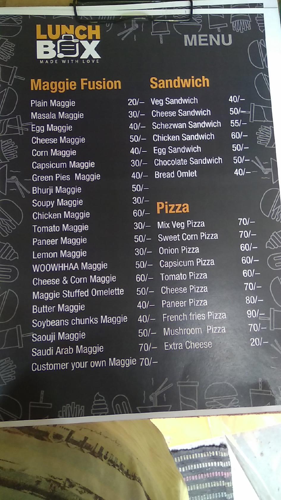 Menu at Lunch Box, Nagpur, 44G7+43P